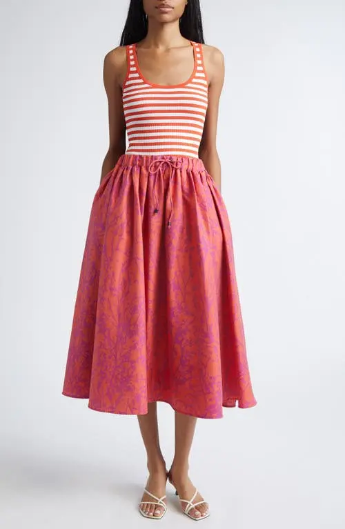Max Mara Berlina Jacquard Cotton & Silk Midi Skirt - Coral