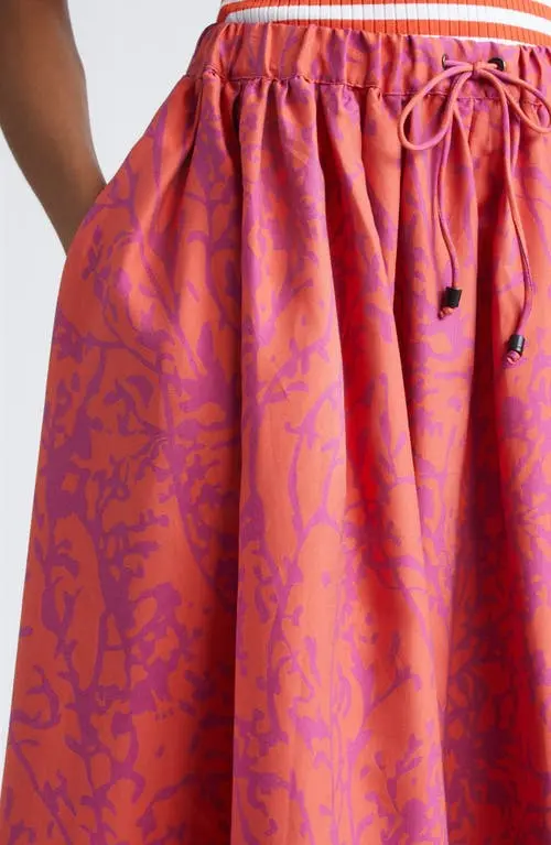 Max Mara Berlina Jacquard Cotton & Silk Midi Skirt - Coral