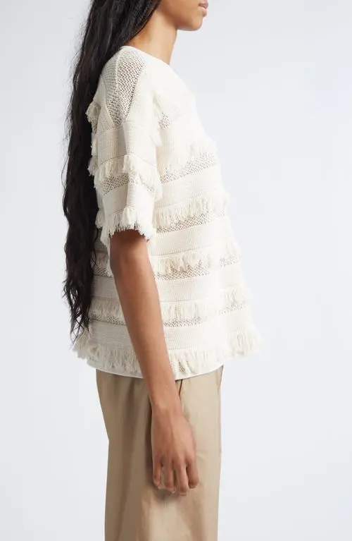 Max Mara Garza Openwork Fringe Sweater
