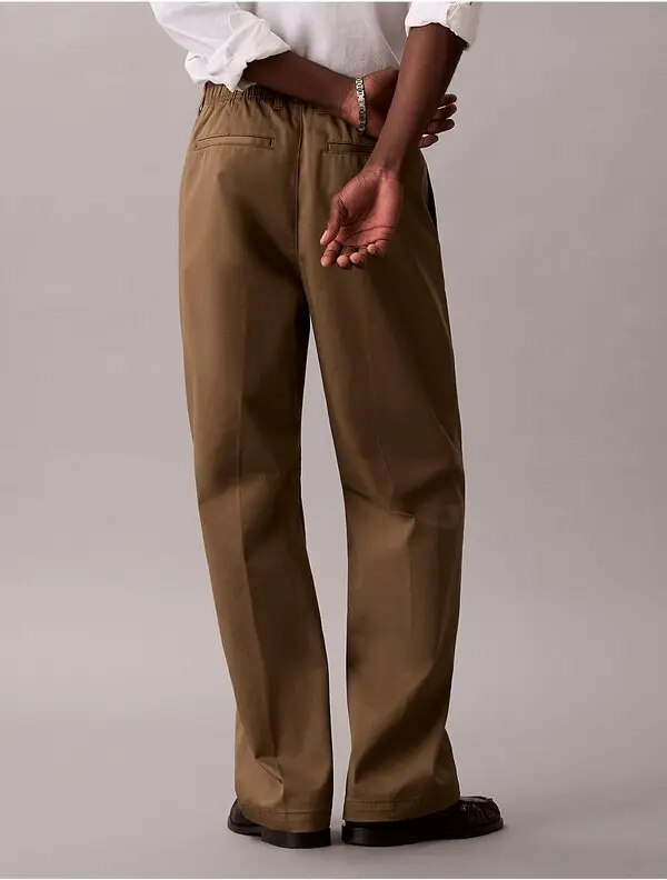 Calvin Klein Baggy Cotton Stretch Trousers - Capers