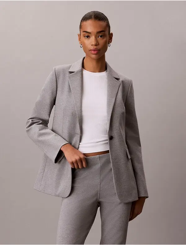 Calvin Klein Ponte Slim Blazer - Grey Heather
