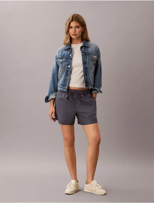 Calvin Klein Linen Blend Pull-on Shorts - Grisaille