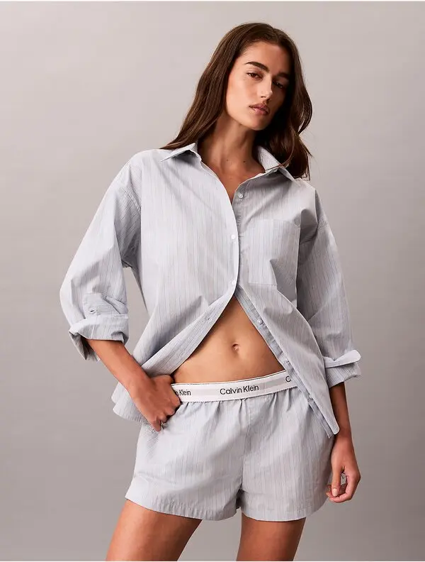 Calvin Klein Cotton Poplin Sleep Shorts - Bespoke Stripe