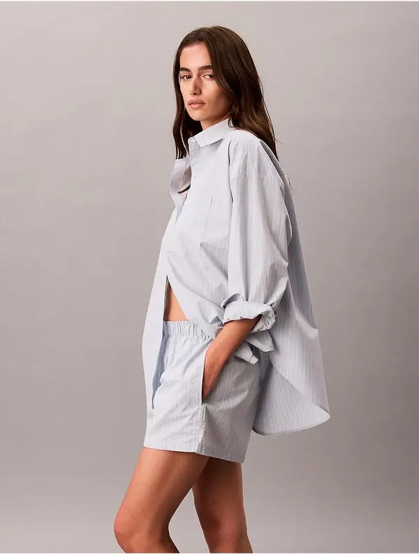 Calvin Klein Cotton Poplin Sleep Shorts - Bespoke Stripe
