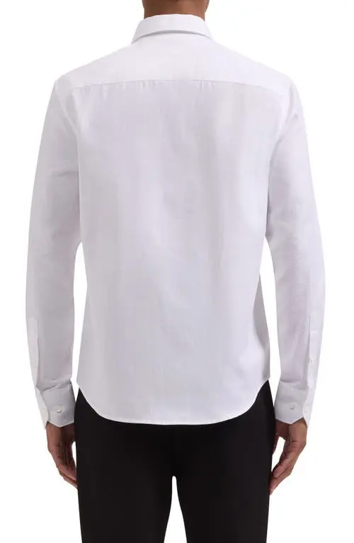 Bugatchi Alvin Shaped Fit Mini Check Button-up Shirt - White