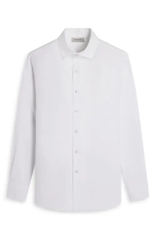 Bugatchi Alvin Shaped Fit Mini Check Button-up Shirt - White