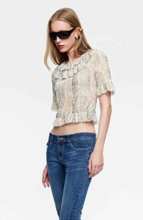 Lioness First Light Print Frill Collar Crop Top