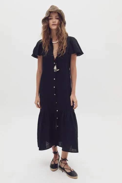 Lanhtropy Willow Linen Dress - Black