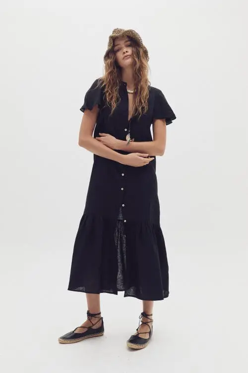 Lanhtropy Willow Linen Dress - Black