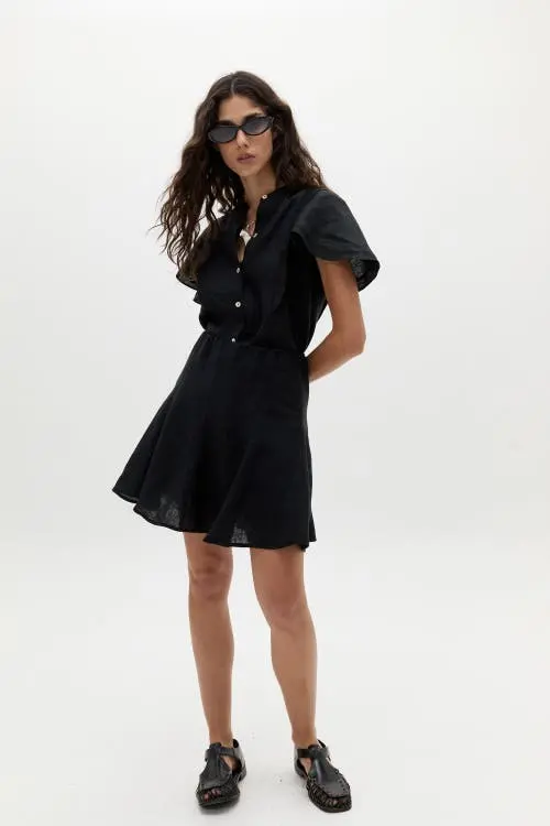 Lanhtropy Willow Linen Dress - Black
