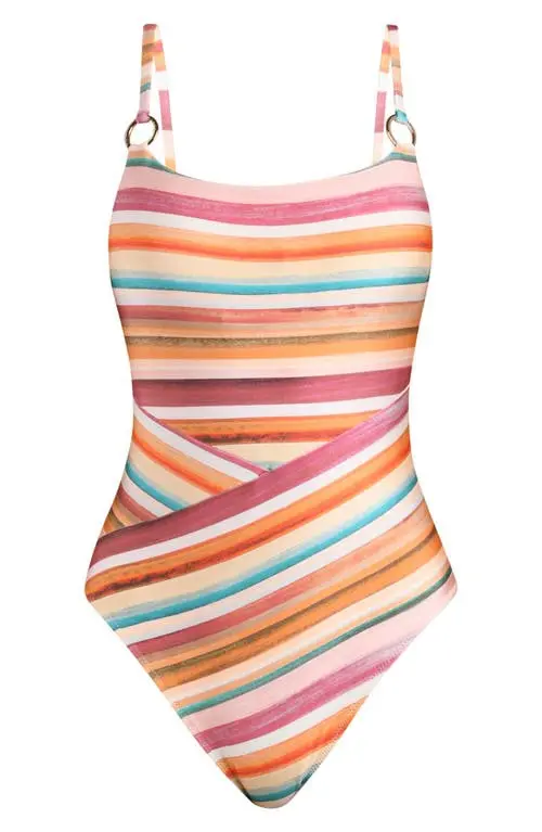 L'Agence Remi Watercolor Stripe One-piece Swimsuit - Pink Multi