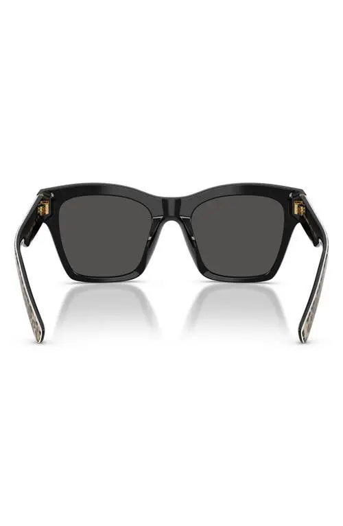 Dolce & Gabbana 53mm Square Sunglasses - Leo Brown On Black/dark Grey