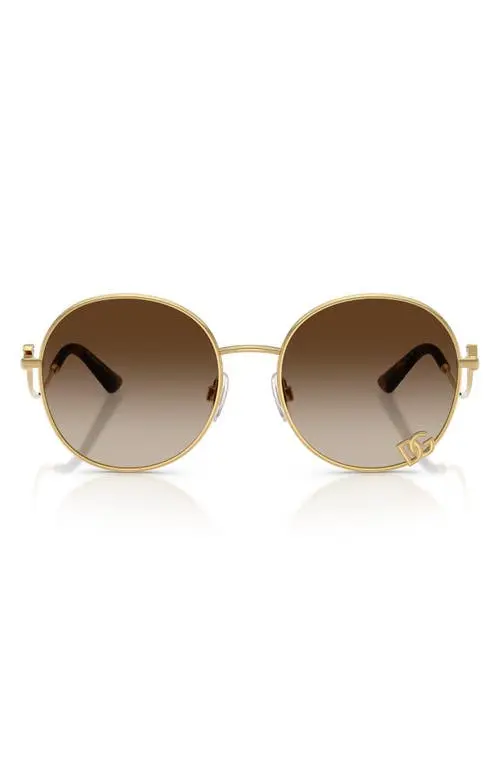 Dolce & Gabbana 56mm Gradient Round Sunglasses - Gold/gradient Brown
