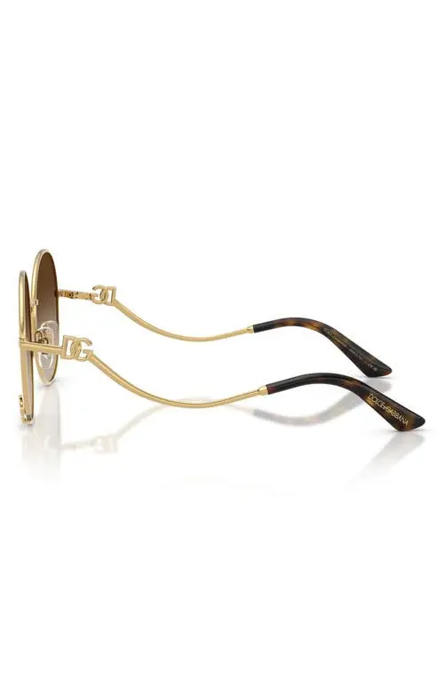 Dolce & Gabbana 56mm Gradient Round Sunglasses - Gold/gradient Brown