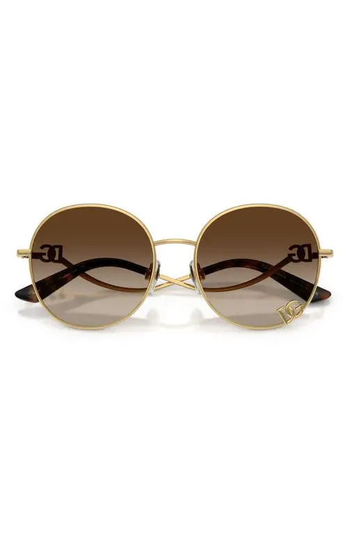 Dolce & Gabbana 56mm Gradient Round Sunglasses - Gold/gradient Brown
