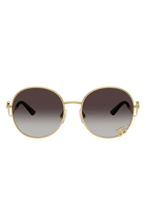 Dolce & Gabbana 56mm Gradient Round Sunglasses - Gold/grey Gradient