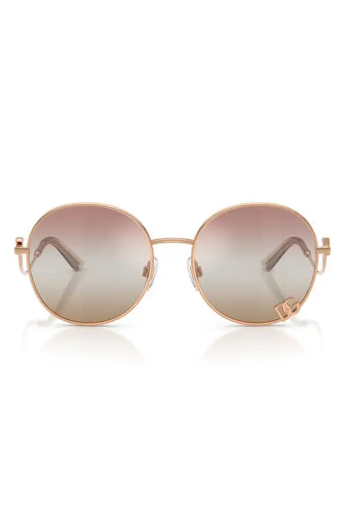 Dolce & Gabbana 56mm Gradient Round Sunglasses - Rose Gold/pink Brown