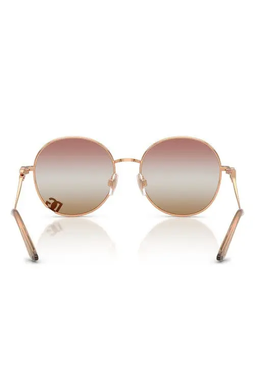 Dolce & Gabbana 56mm Gradient Round Sunglasses - Rose Gold/pink Brown