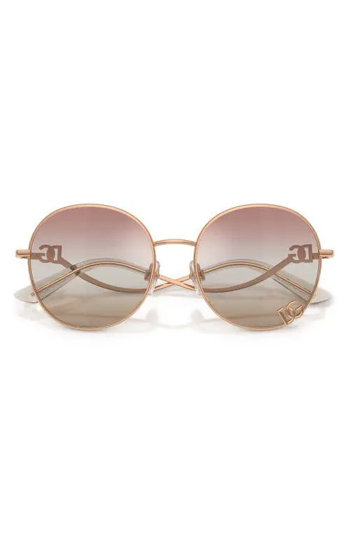 Dolce & Gabbana 56mm Gradient Round Sunglasses - Rose Gold/pink Brown
