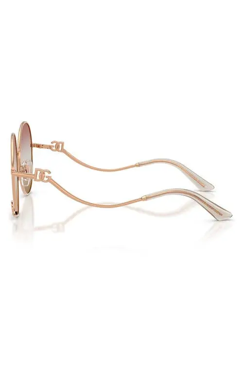Dolce & Gabbana 56mm Gradient Round Sunglasses - Rose Gold/pink Brown