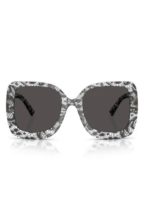 Dolce & Gabbana 55mm Square Full Rim Sunglasses - Black Lace/dark Grey