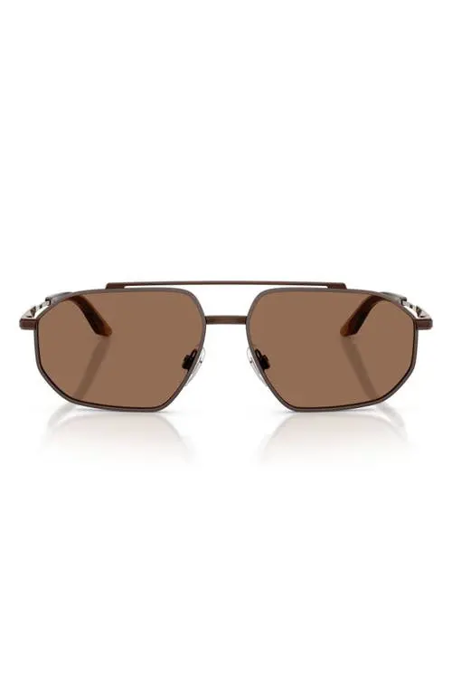 Dolce & Gabbana 59mm Pilot Sunglasses - Brown/matte Brown/brown