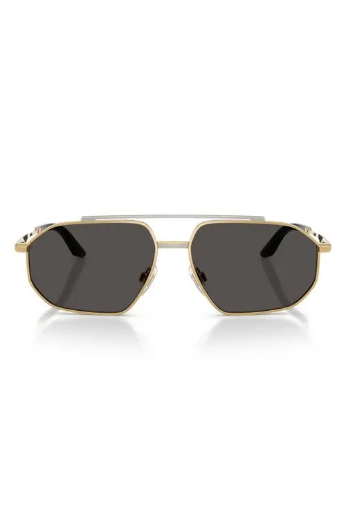 Dolce & Gabbana 59mm Pilot Sunglasses - Gold/silver/dark Grey
