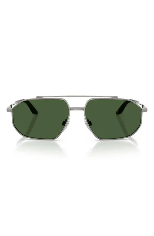 Dolce & Gabbana 59mm Pilot Sunglasses - Gunmetal/dark Green