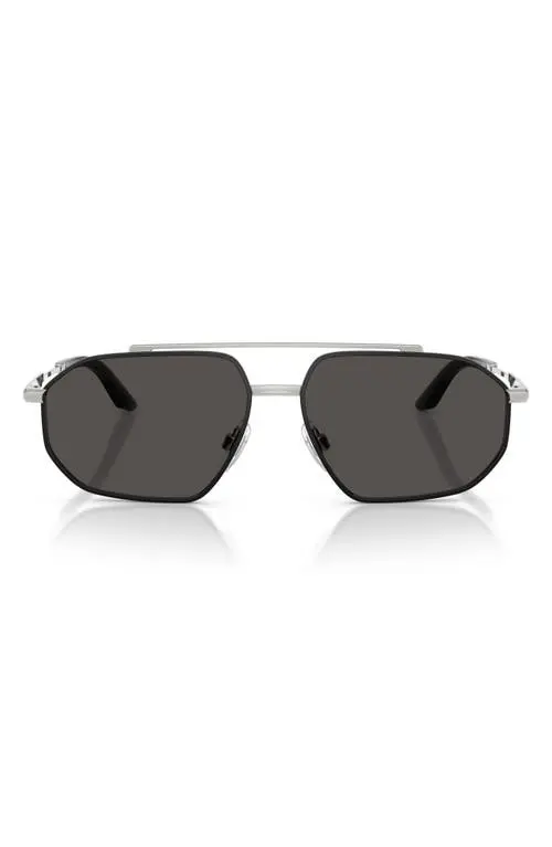 Dolce & Gabbana 59mm Pilot Sunglasses - Silver/matte Black/grey