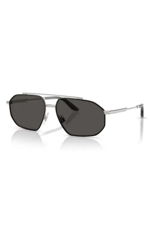 Dolce & Gabbana 59mm Pilot Sunglasses - Silver/matte Black/grey