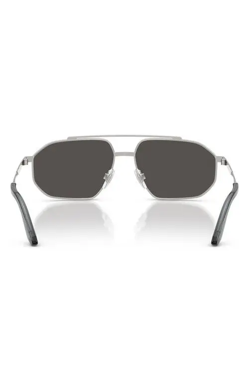 Dolce & Gabbana 59mm Pilot Sunglasses - Silver/matte Black/grey