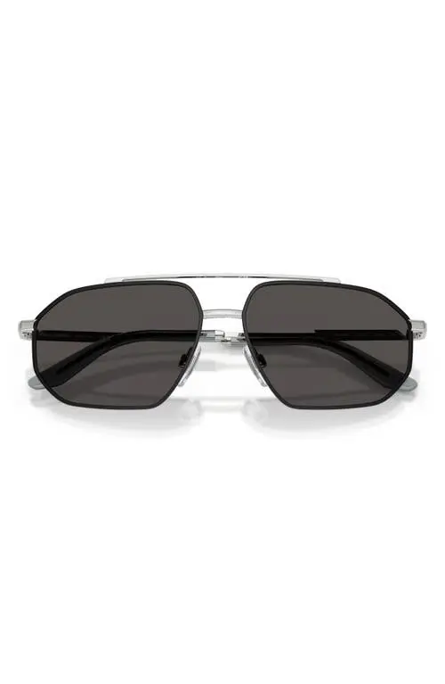 Dolce & Gabbana 59mm Pilot Sunglasses - Silver/matte Black/grey