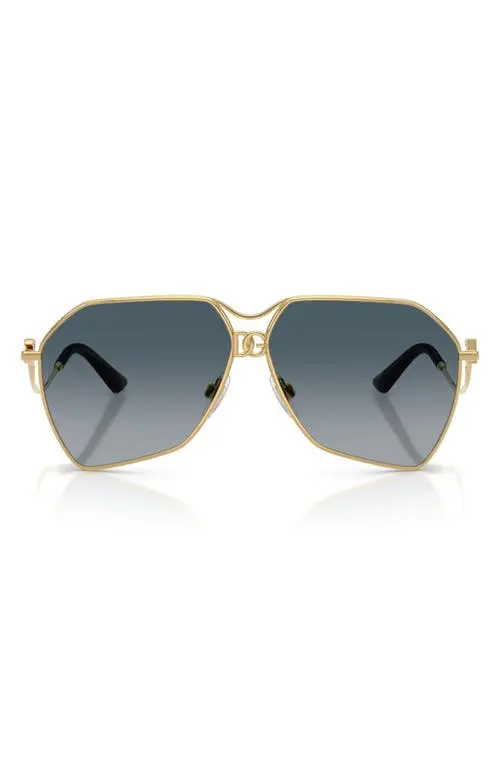 Dolce & Gabbana 62mm Pilot Sunglasses - Gold/grey Gradient