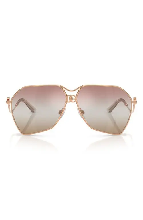 Dolce & Gabbana 62mm Pilot Sunglasses - Rose Gold/pink Brown