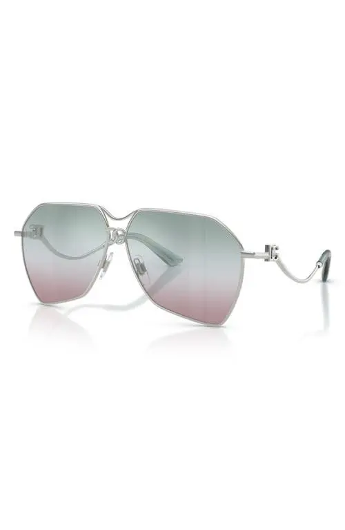 Dolce & Gabbana 62mm Pilot Sunglasses - Silver/grad Pink Grad Green