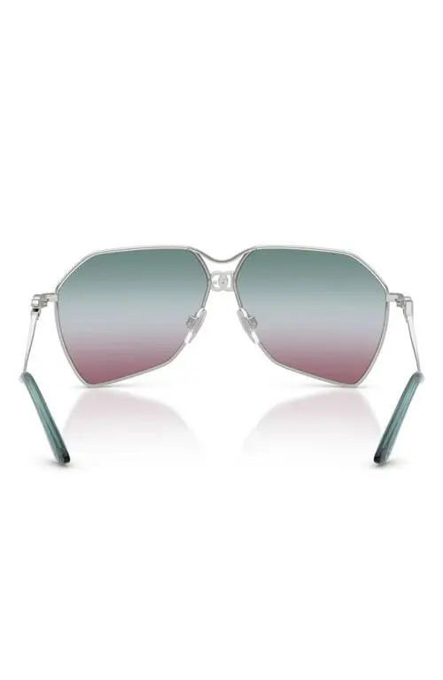 Dolce & Gabbana 62mm Pilot Sunglasses - Silver/grad Pink Grad Green