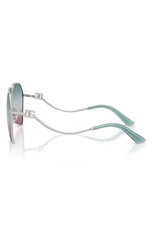 Dolce & Gabbana 62mm Pilot Sunglasses - Silver/grad Pink Grad Green