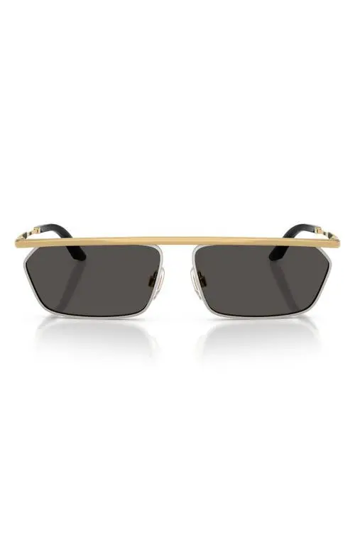 Dolce & Gabbana 60mm Rectangular Sunglasses - Gold/silver/dark Grey