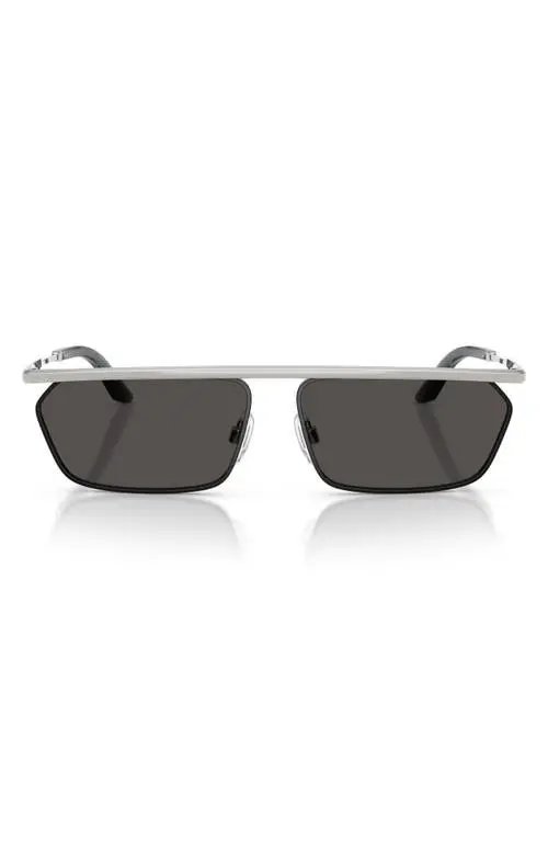 Dolce & Gabbana 60mm Rectangular Sunglasses - Silver/matte Black/grey
