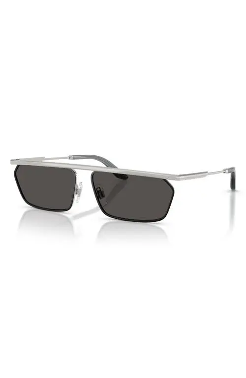 Dolce & Gabbana 60mm Rectangular Sunglasses - Silver/matte Black/grey