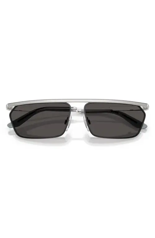 Dolce & Gabbana 60mm Rectangular Sunglasses - Silver/matte Black/grey