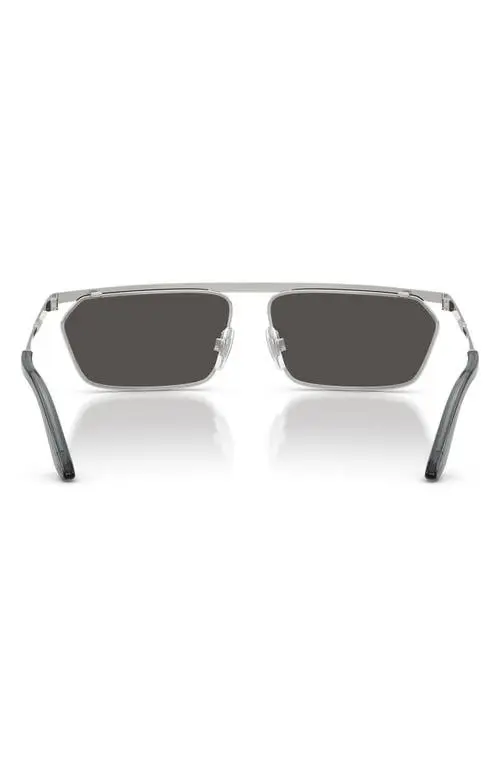 Dolce & Gabbana 60mm Rectangular Sunglasses - Silver/matte Black/grey