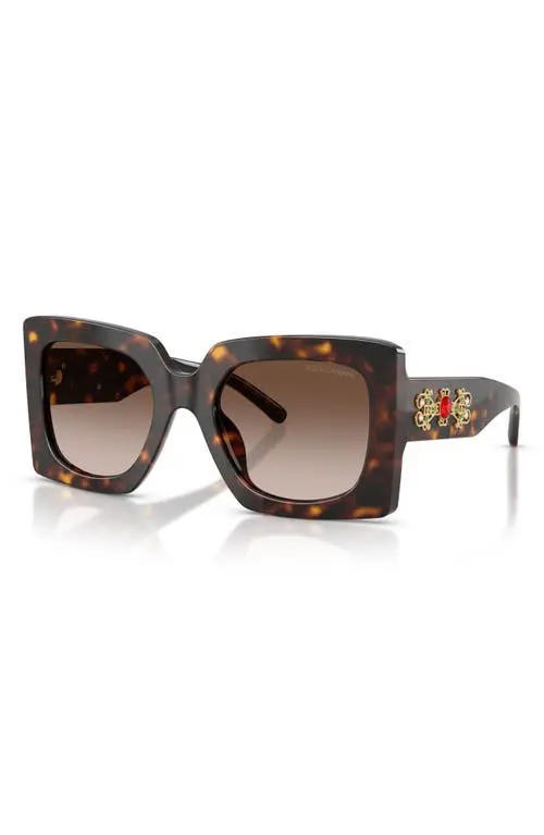Dolce & Gabbana 54mm Square Sunglasses - Havana/gradient Brown