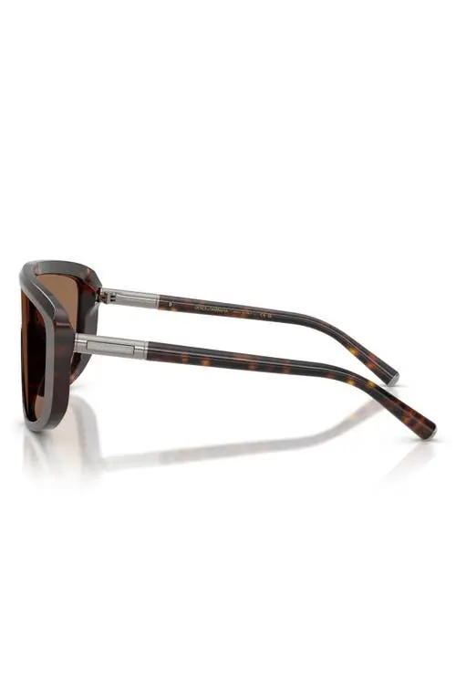 Dolce & Gabbana 128mm Rectangular Shield Sunglasses - Havana/dark Brown