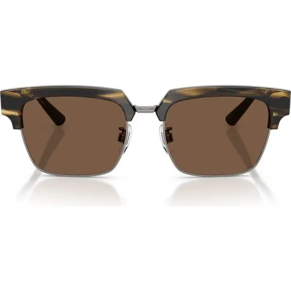 Dolce & Gabbana 54mm Square Sunglasses - Striped Brown/brown