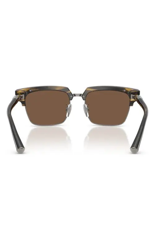Dolce & Gabbana 54mm Square Sunglasses - Striped Brown/brown