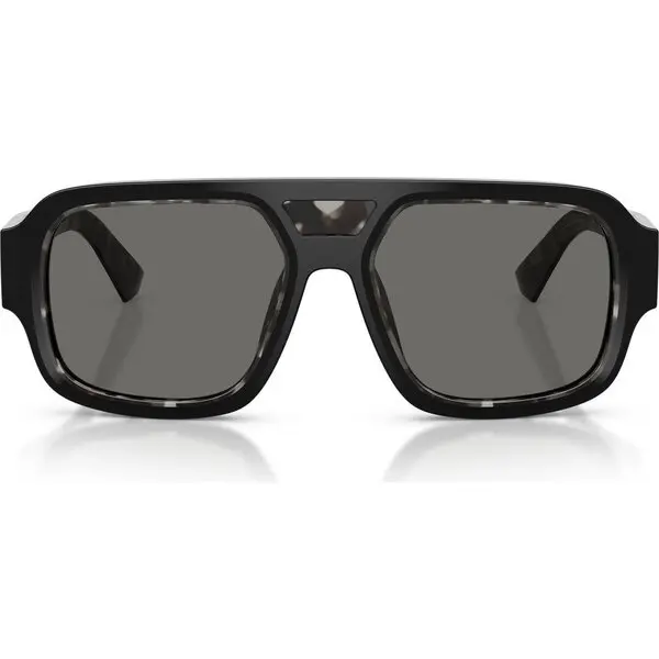 Dolce & Gabbana 55mm Square Aviator Sunglasses - Black On Grey Havana/grey