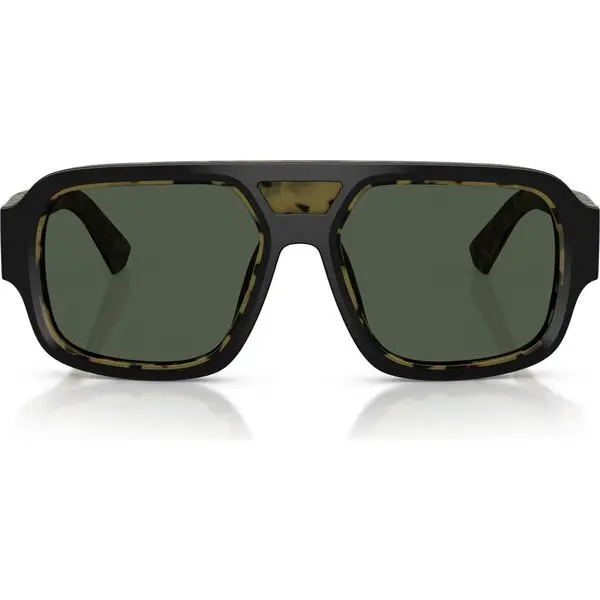 Dolce & Gabbana 55mm Polarized Square Sunglasses - Black Yellow Havana/polar