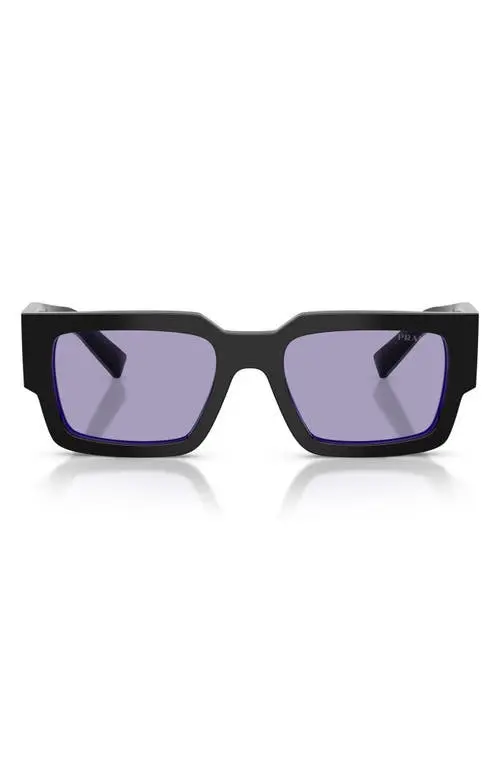 Prada 55mm Rectangular Sunglasses - Black/purple/violet