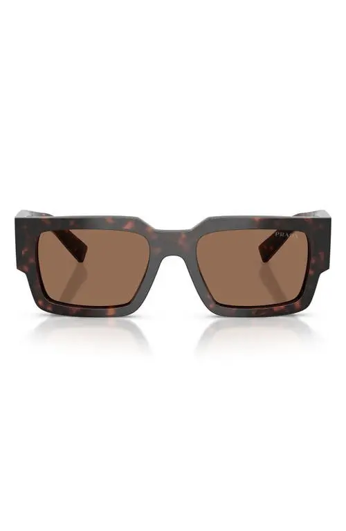 Prada 55mm Rectangular Sunglasses - Root Tortoise/dark Brown